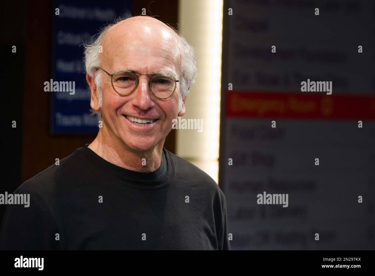 Larry David poses for photos on the set of "Fish in The Dark" at the ...