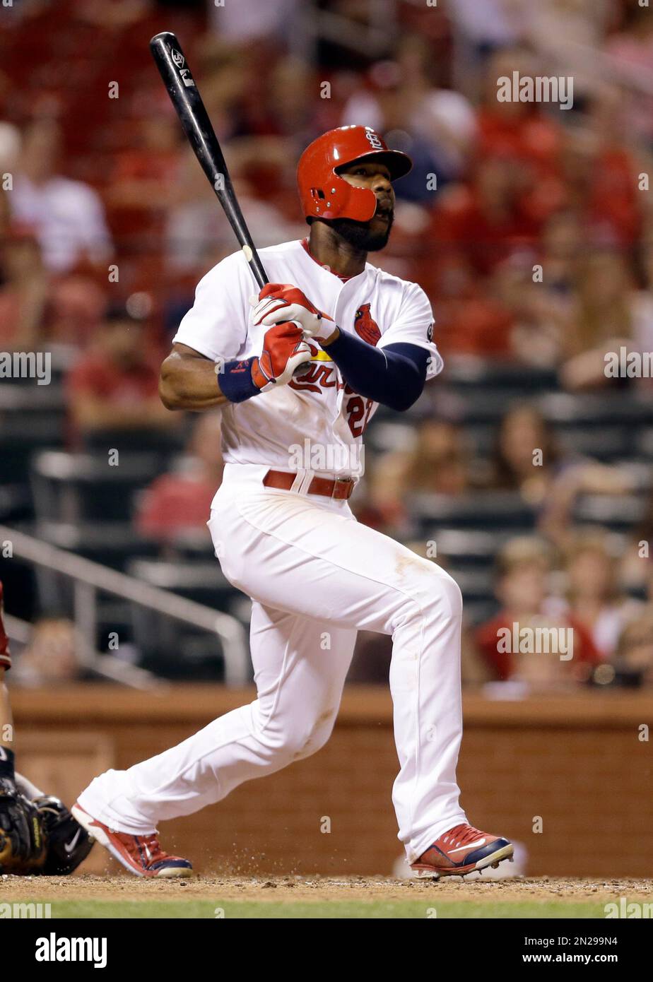 St. Louis Cardinals' Jason Heyward watches his solo home run during the ...