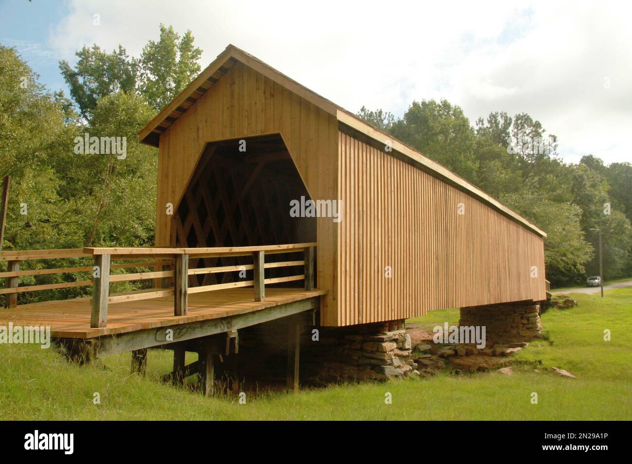 The Auchumpkee Creek Covered Bridge in Thomaston, GA, USA Stock Photo ...