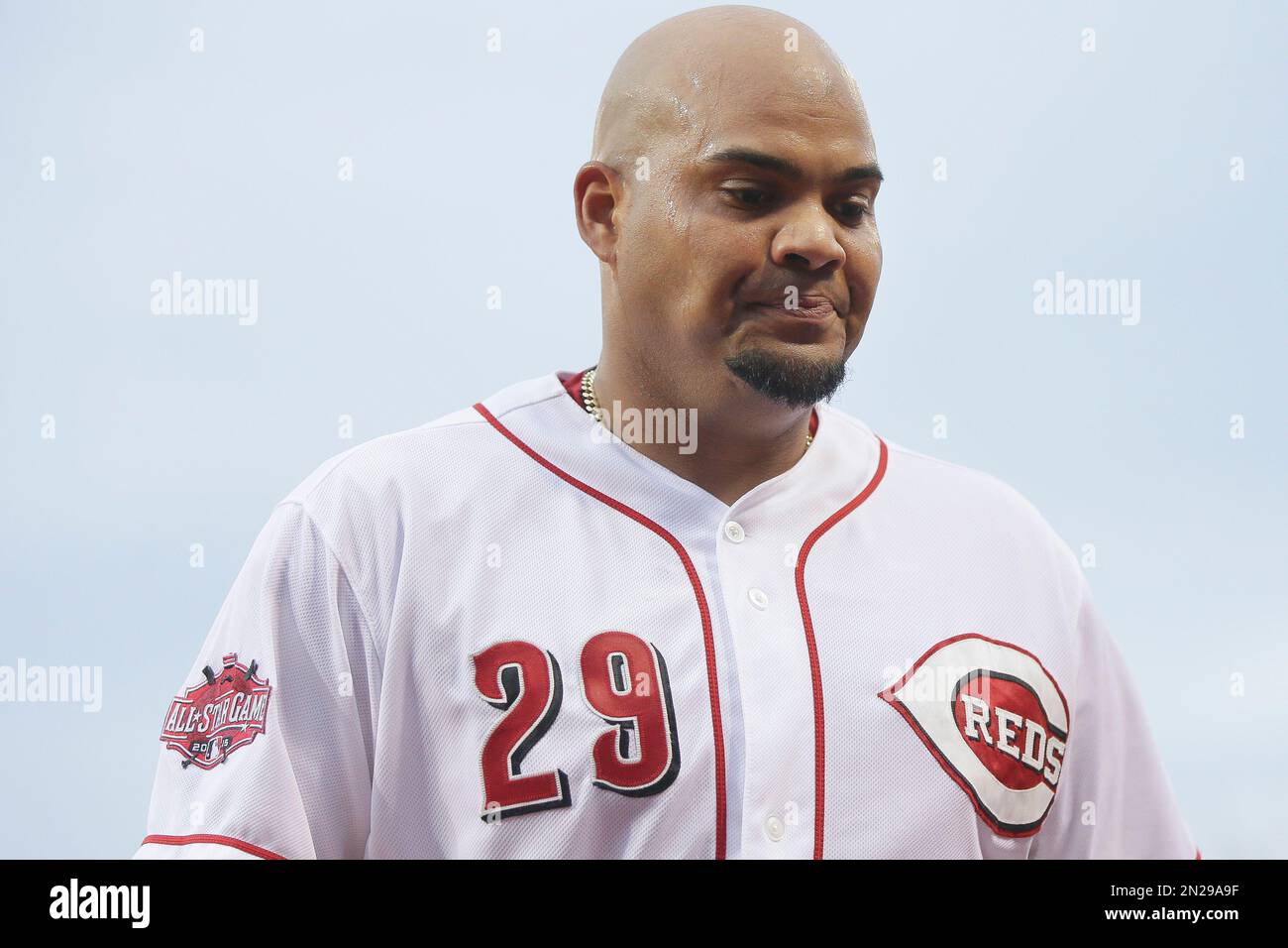 Cincinnati Reds catcher Brayan Pena reacts after being tagged out at ...