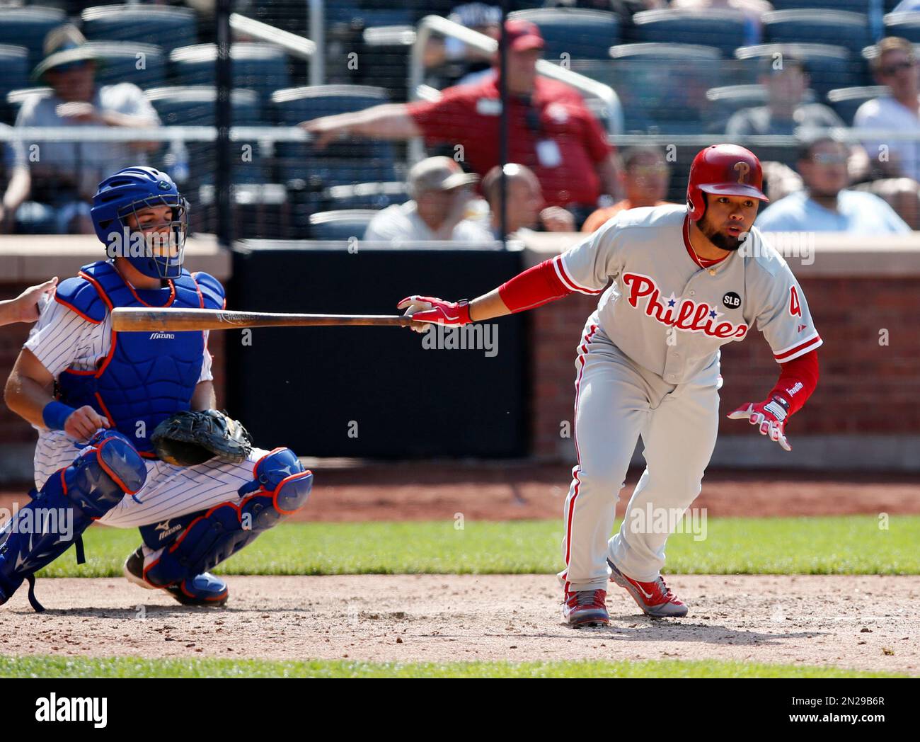 Philadelphia Phillies pinch-hitter Andres Blanco hits a ninth-inning ...
