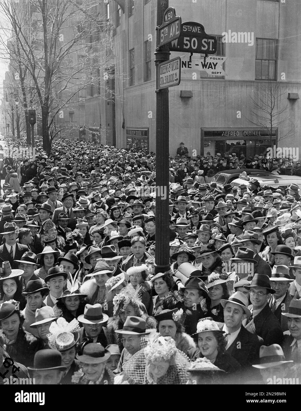 A huge crowd participating in the traditional Easter Day Parade move ...
