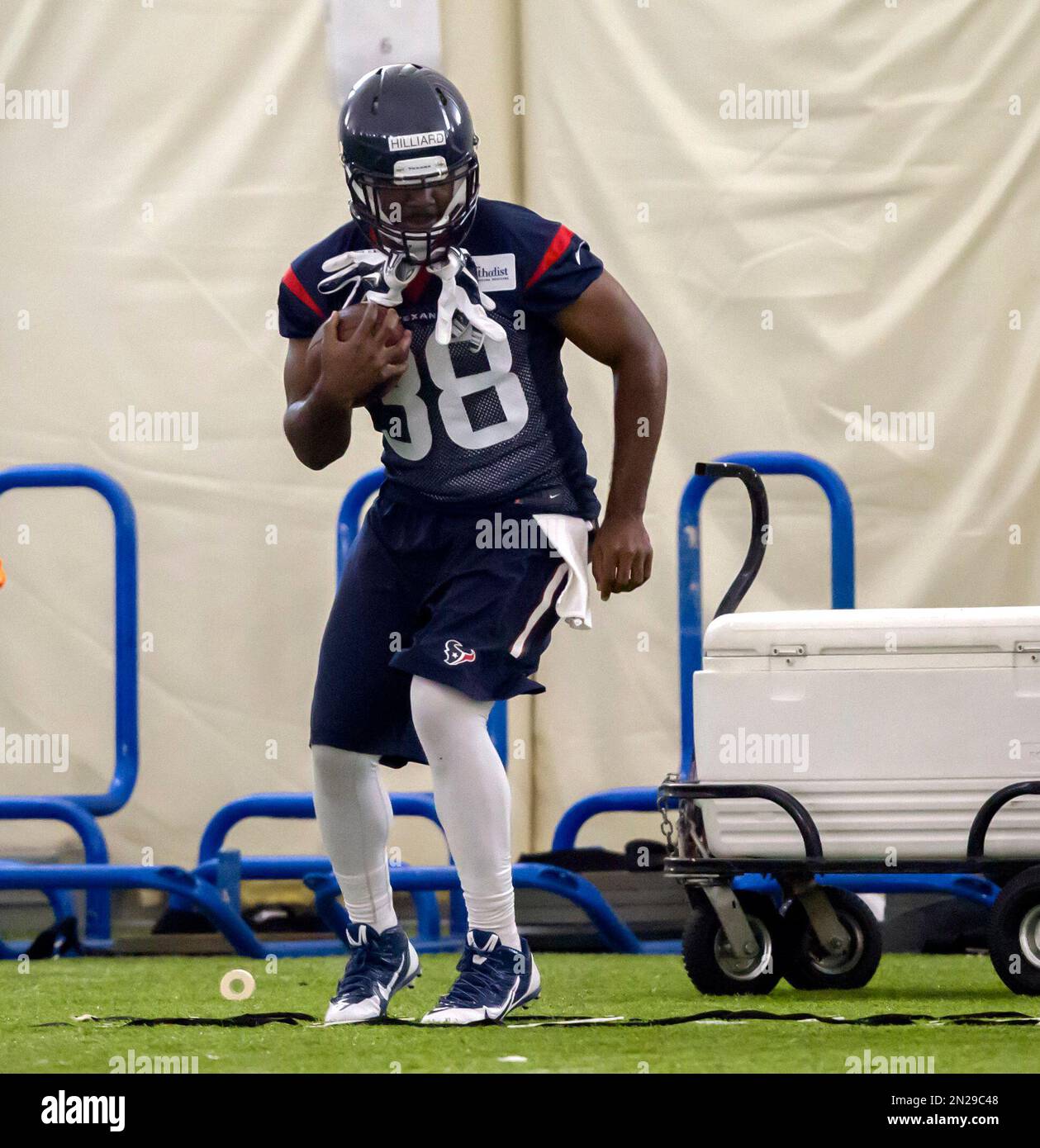 Houston Texans running back Kenny Hilliard (38) works out during an NFL ...