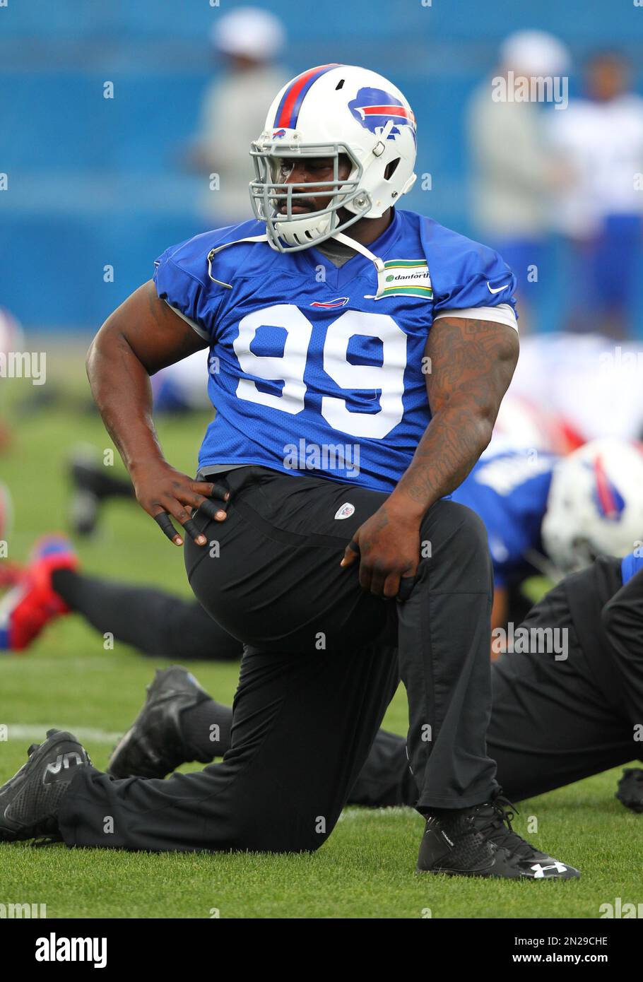 Buffalo Bills defensive tackle Marcell Dareus (99) stretches during an ...