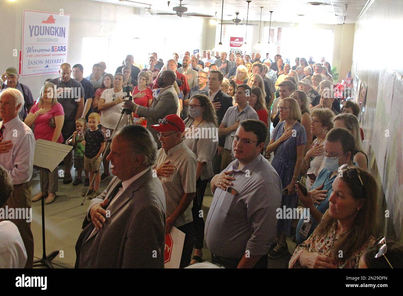 August 26, 2021. Participants standing for the national anthem during ...