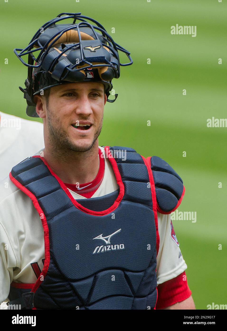 Cleveland Indians' catcher Yan Gomes walks to the dugout before a ...