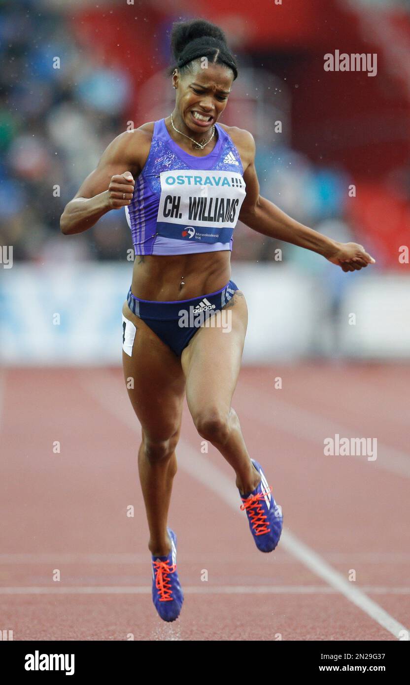 Charonda Williams of the U.S crosses the finish line winning the 200 ...