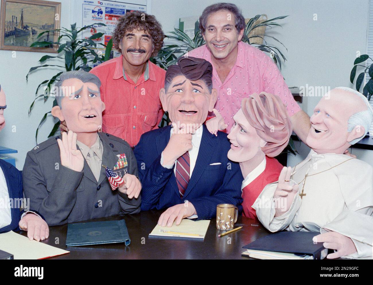 Sid Krofft, standing left, and his brother Marty Krofft, right, pose ...