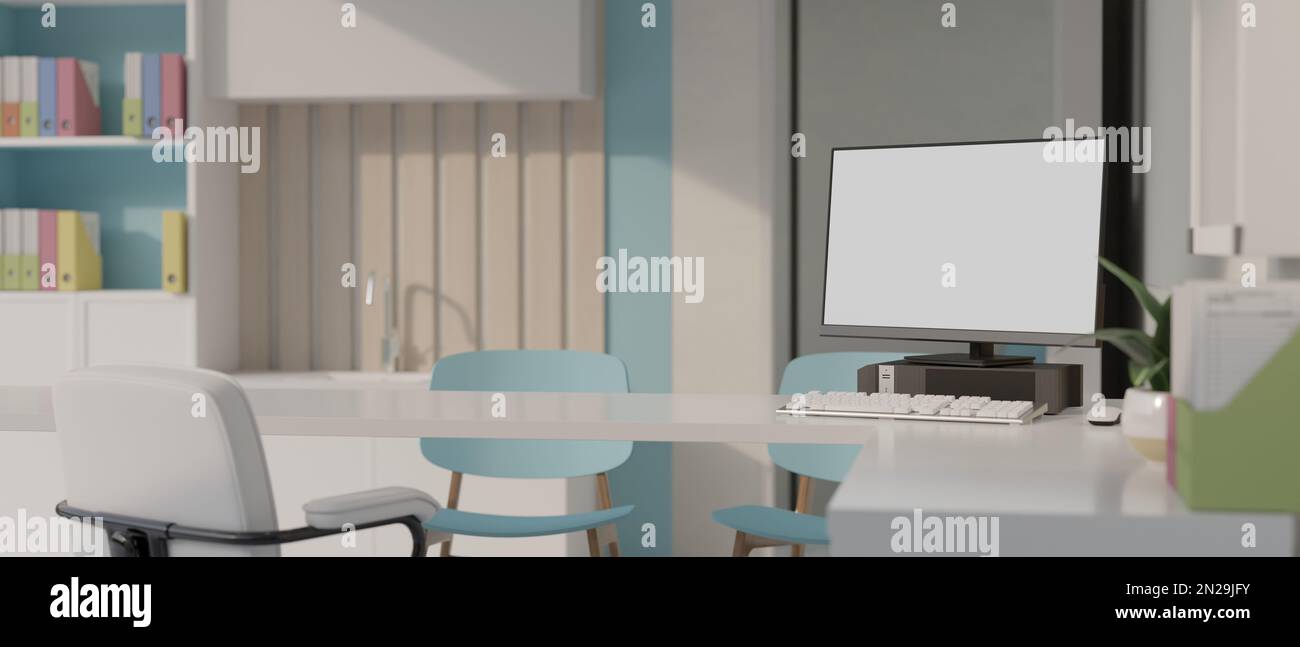 Modern contemporary doctor office or examination room with computer ...