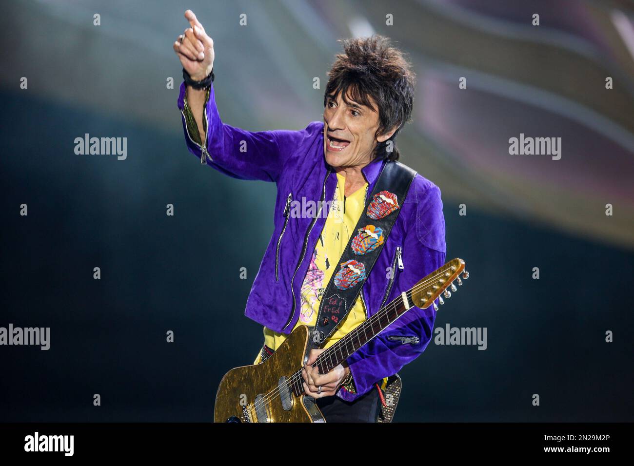 Ronnie Wood performs at The Rolling Stones Zip Code Tour opening night ...