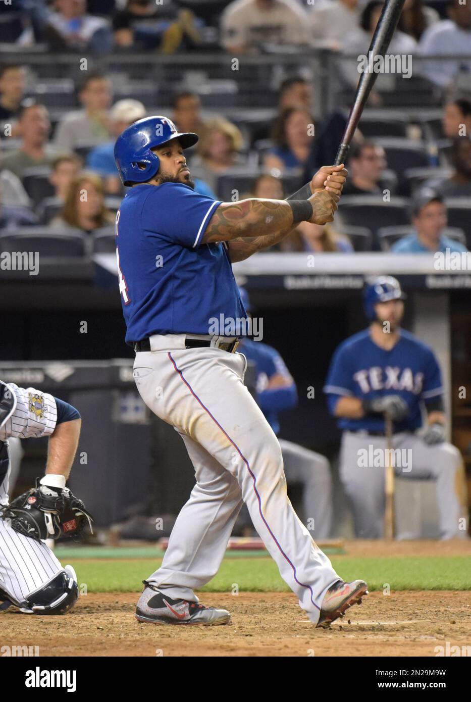 Texas Rangers' Prince Fielder hits an RBI-single during the seventh ...