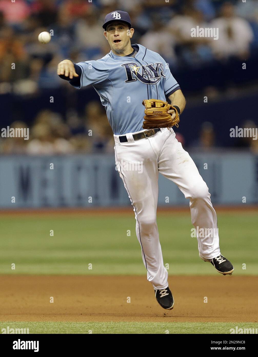 Tampa Bay Rays third baseman Evan Longoria throws out Oakland Athletics ...