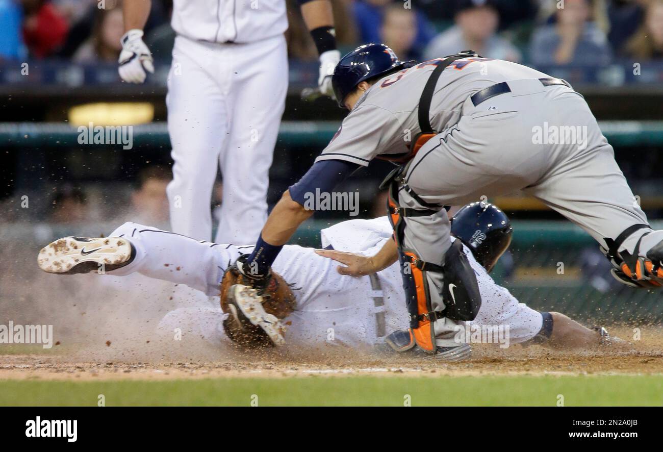 Houston Astros catcher Jason Castro tags out Detroit Tigers' Anthony ...