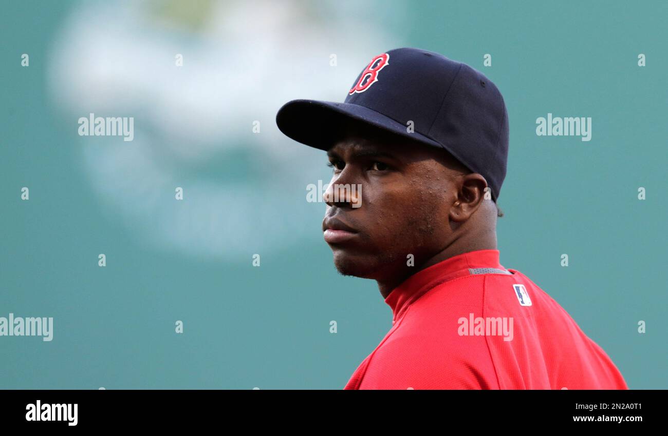 Boston Red Sox's Rusney Castillo prior to a baseball game at Fenway ...