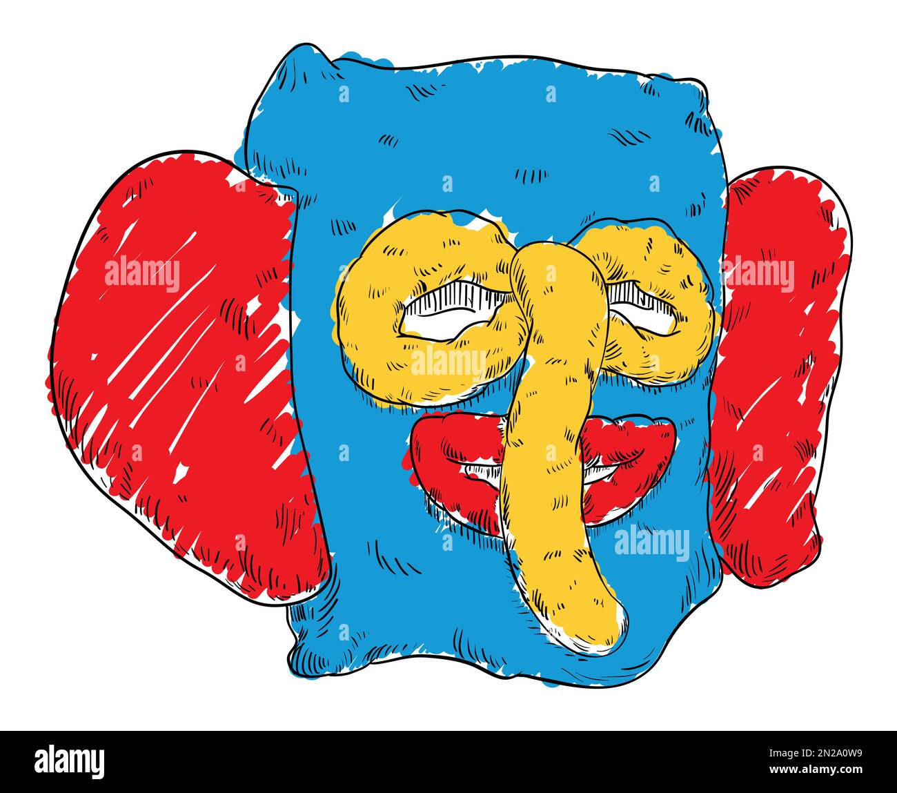 Traditional Marimonda mask in hand drawn style, painted with vibrant ...