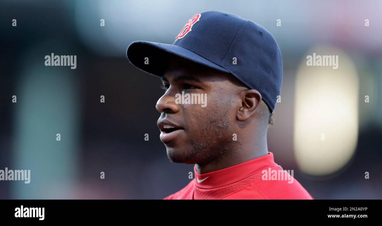 Boston Red Sox's Rusney Castillo prior to a baseball game at Fenway ...