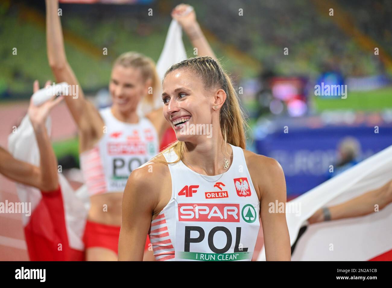 Natalia Kaczmarek (Poland). 4x400 relay race women Silver Medal. European Championships Munich ...