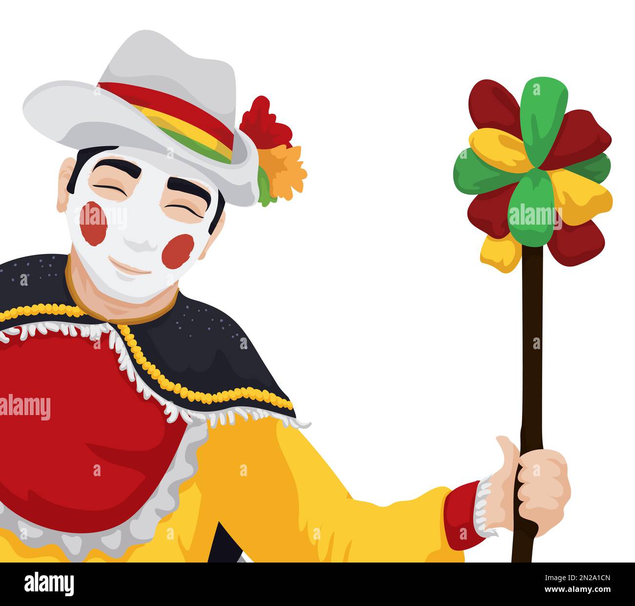 Smiling Garabato character holding a wand with colorful and hung ...