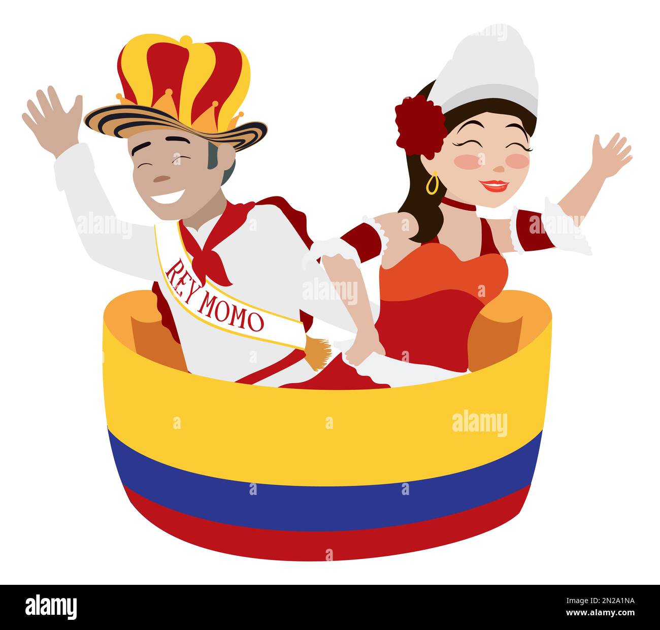 Festive Momo King and Barranquilla's Carnival Queen saluting at you ...