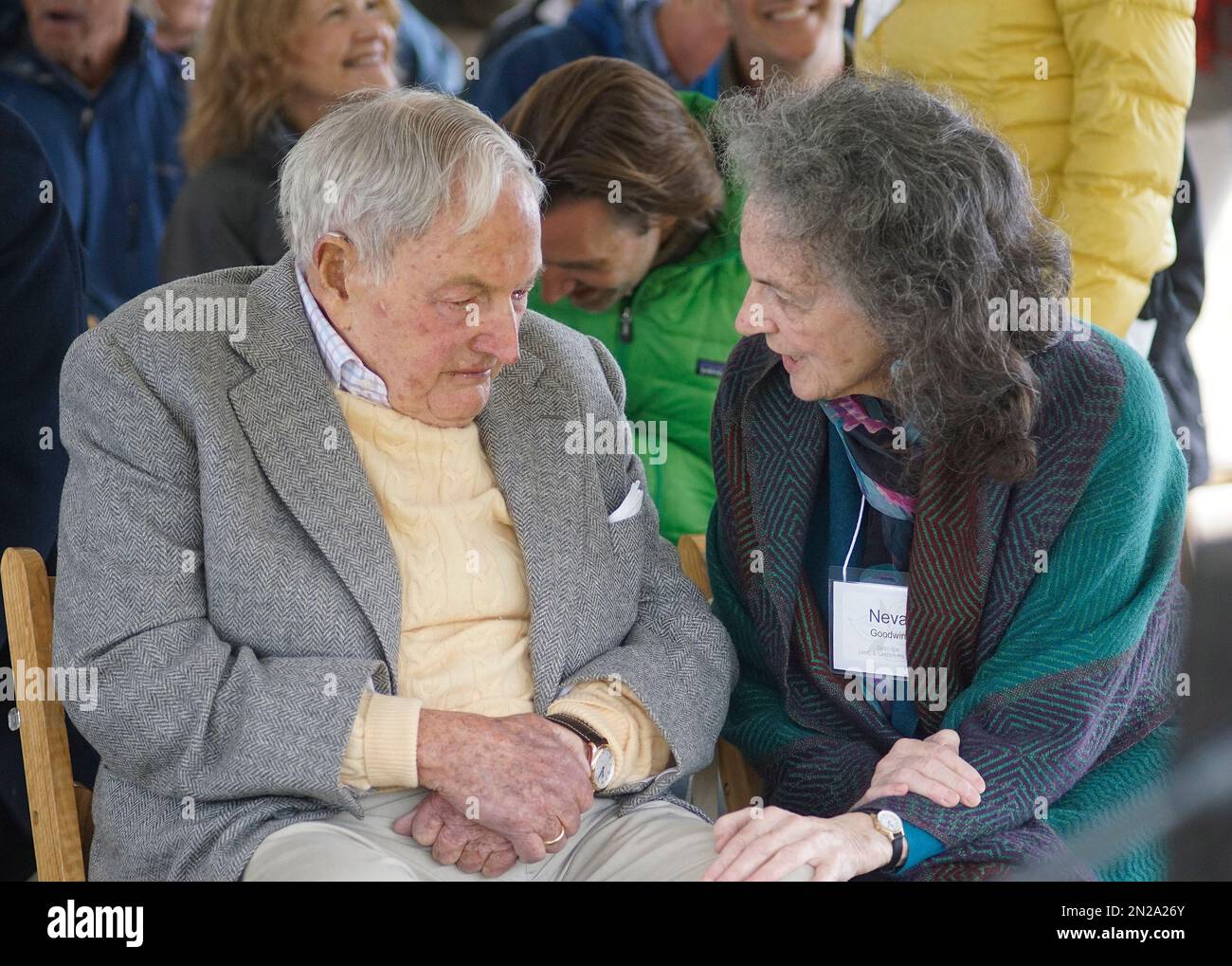 David Rockefeller, left and his daughter Neva Rockefeller Goodwin, talk ...