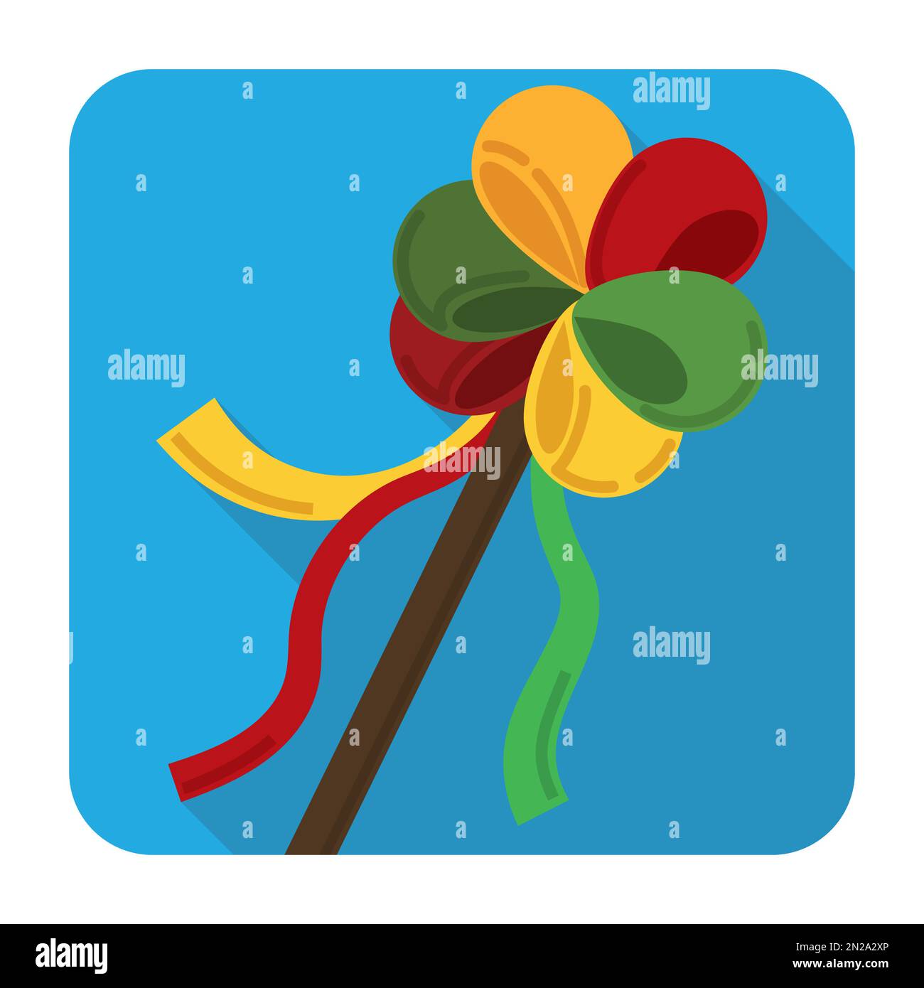 Squared button with Garabato wand decorated with ribbons to celebrate ...