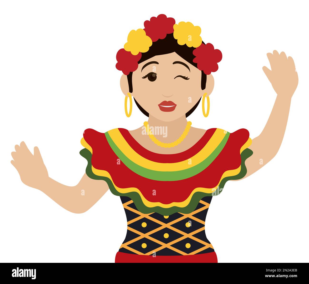 Beautiful woman dancer of Garabato dance saluting at you, while enjoy ...