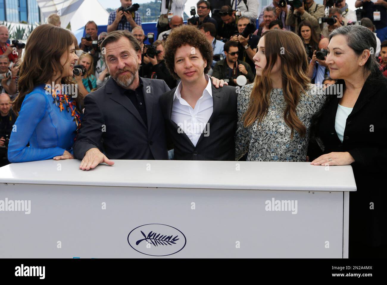 From left, actors Nailea Norvind, Tim Roth, director Michel Franco ...