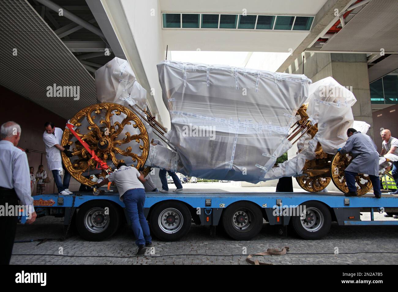 In this May 12, 2015 photo, the 18th century Coach of the Oceans is ...