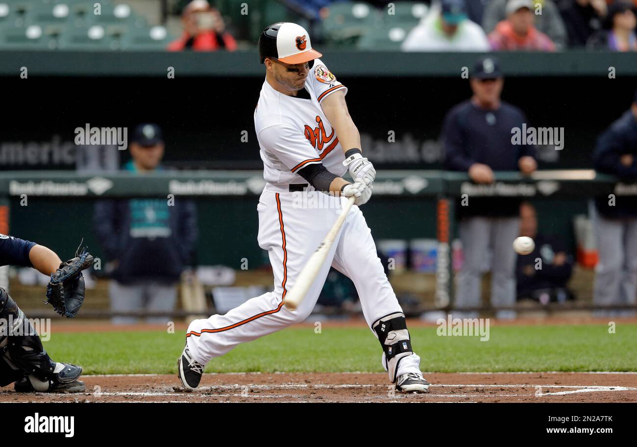 Baltimore Orioles' Steve Pearce hits a grand slam home run in the first ...