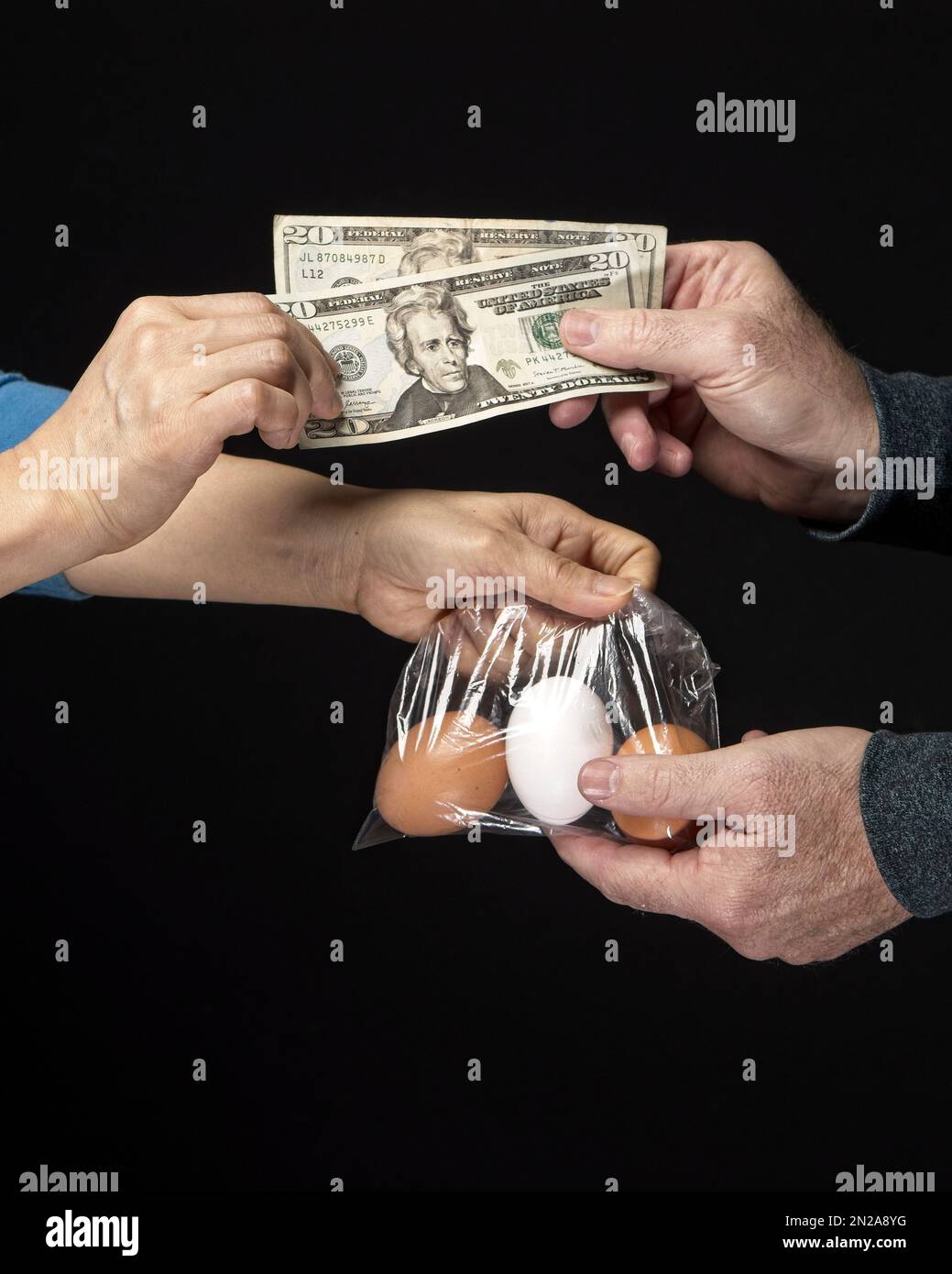 A concept photo showing just how expensive eggs are by exchanging three ...