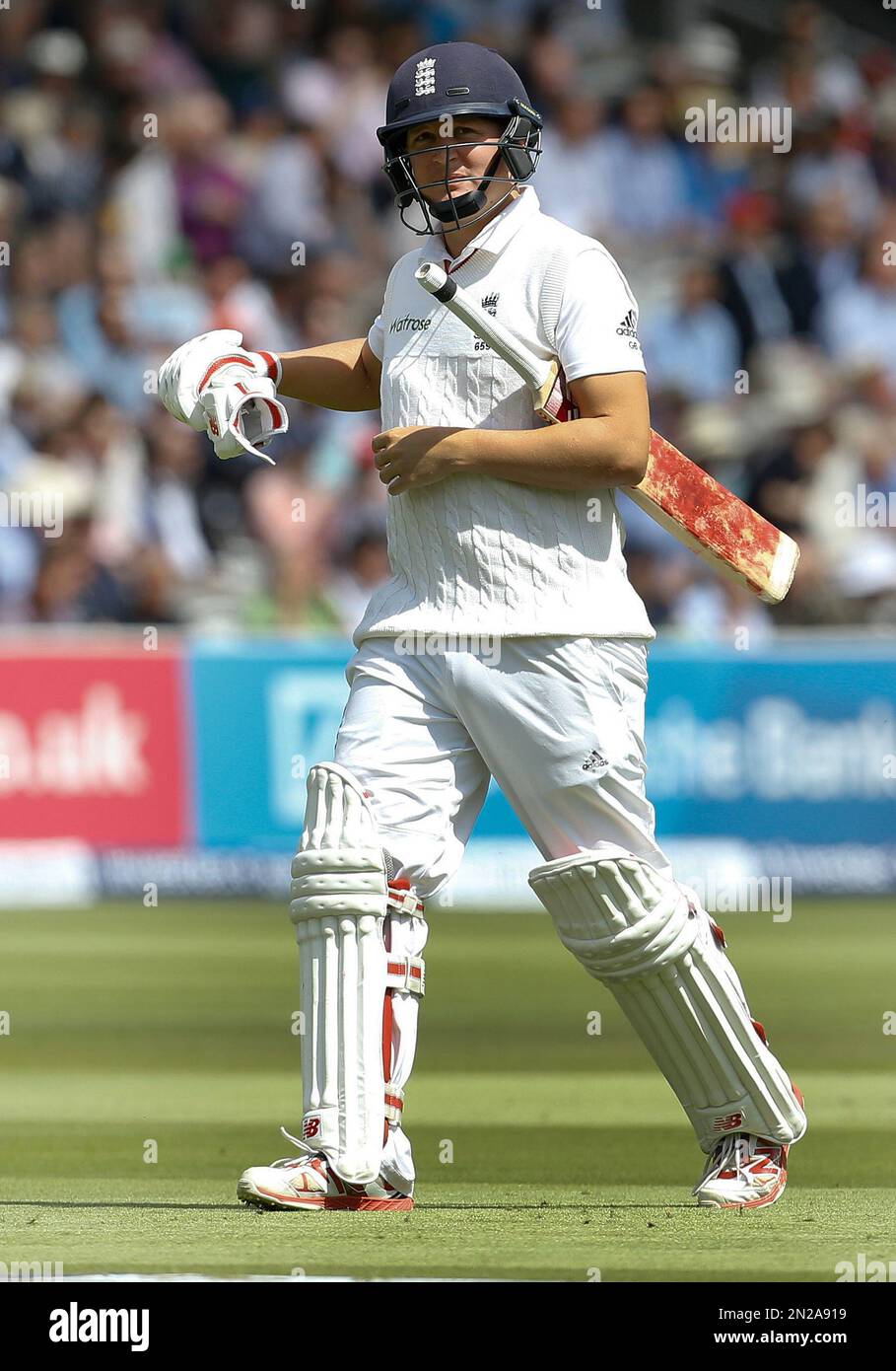 England's Gary Balance leaves the pitch after being caught by Tim ...