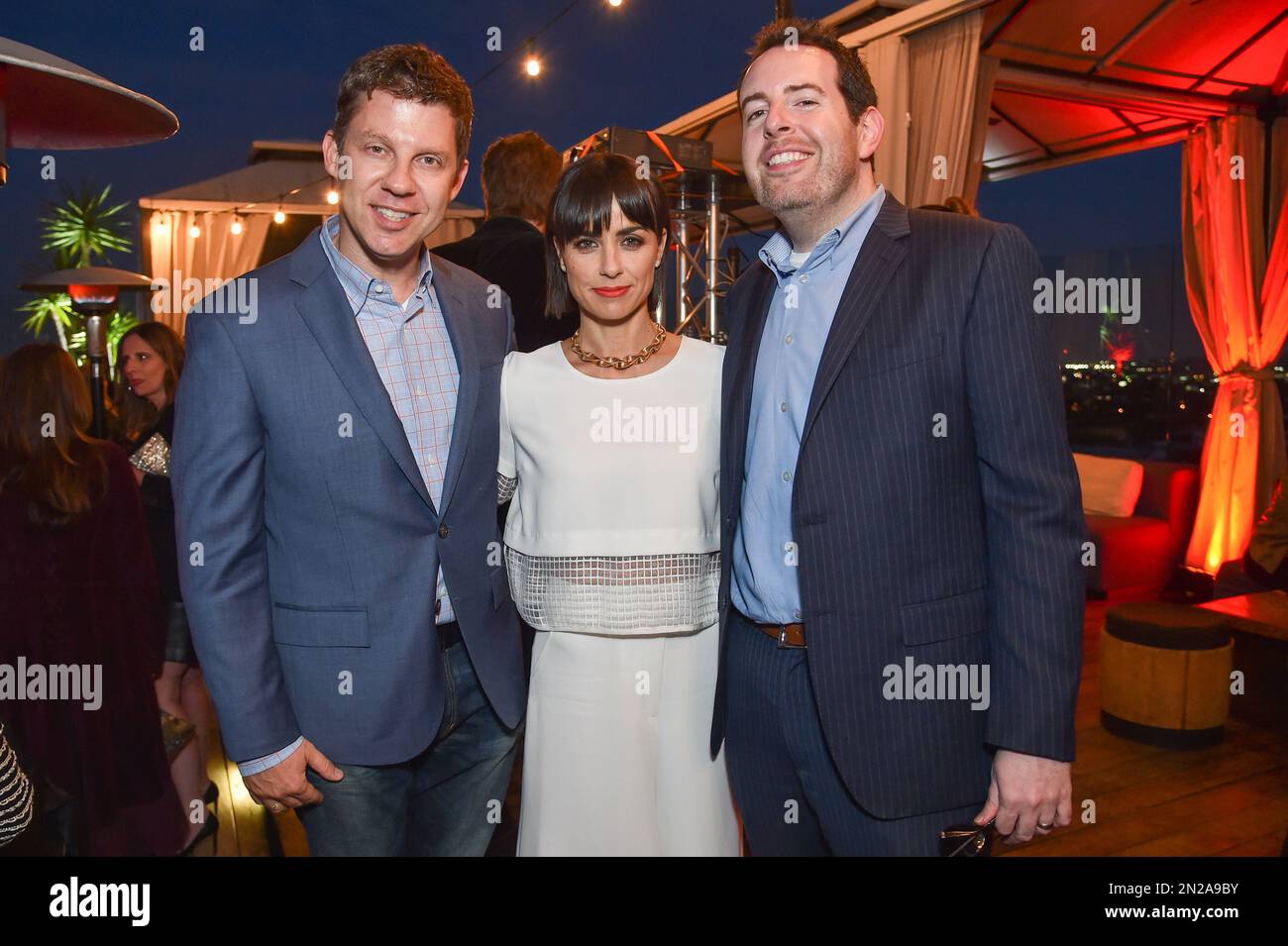 David Sweeney, left, Constance Zimmer and Jacob Fenton arrive at ...