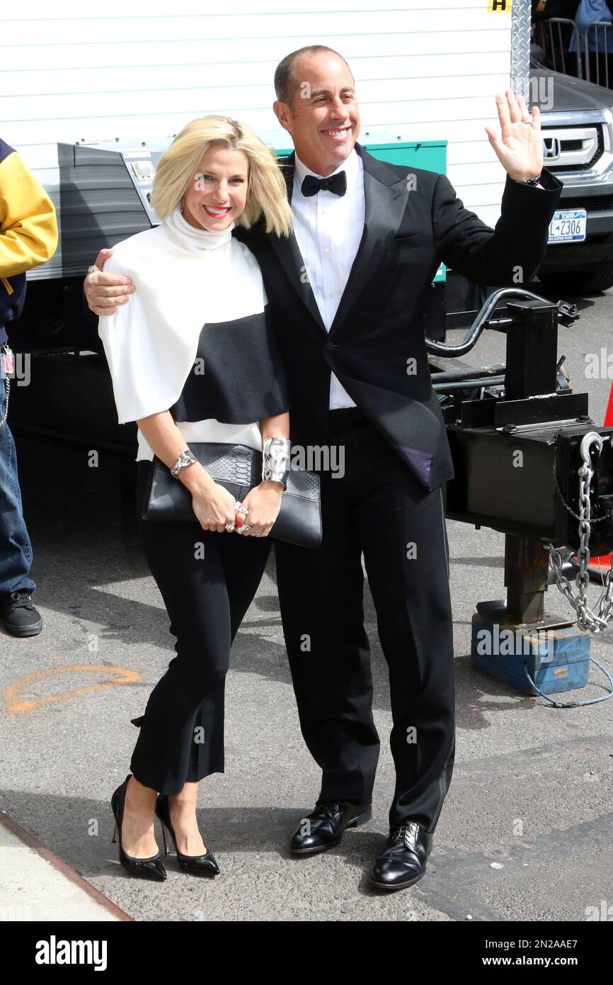 Jessica Seinfeld, left, and Jerry Seinfeld arrive for the last taping ...