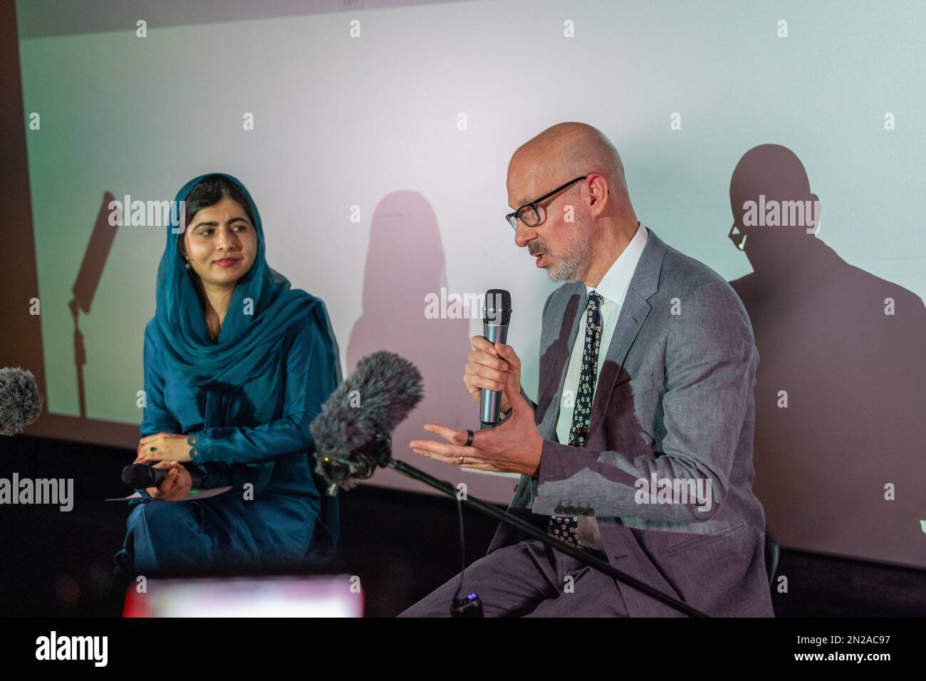 London, UK. 06th Feb, 2023. (L-R) Malala Yousafzai a female education ...