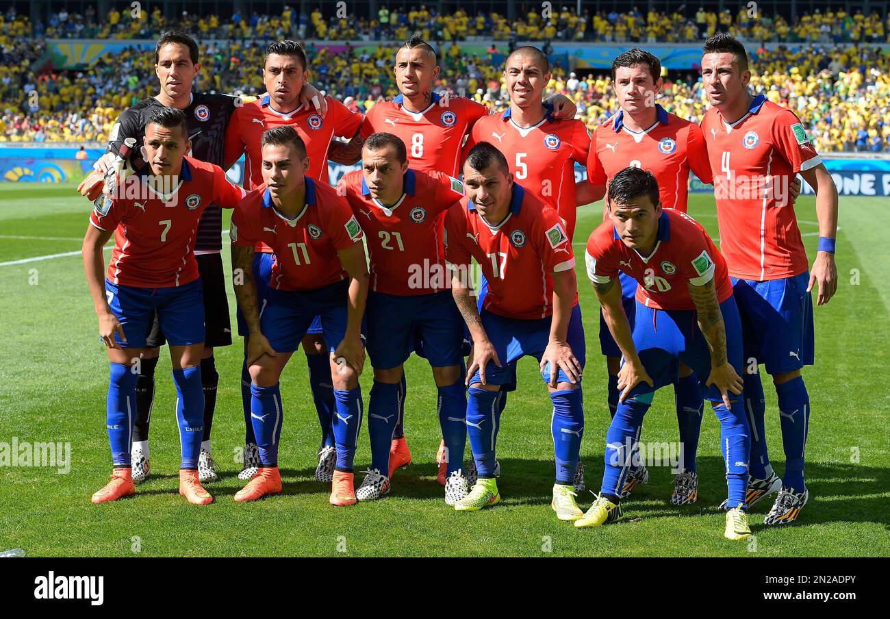 FILE - In this June 28, 2014, file photo, Chile's national team poses ...