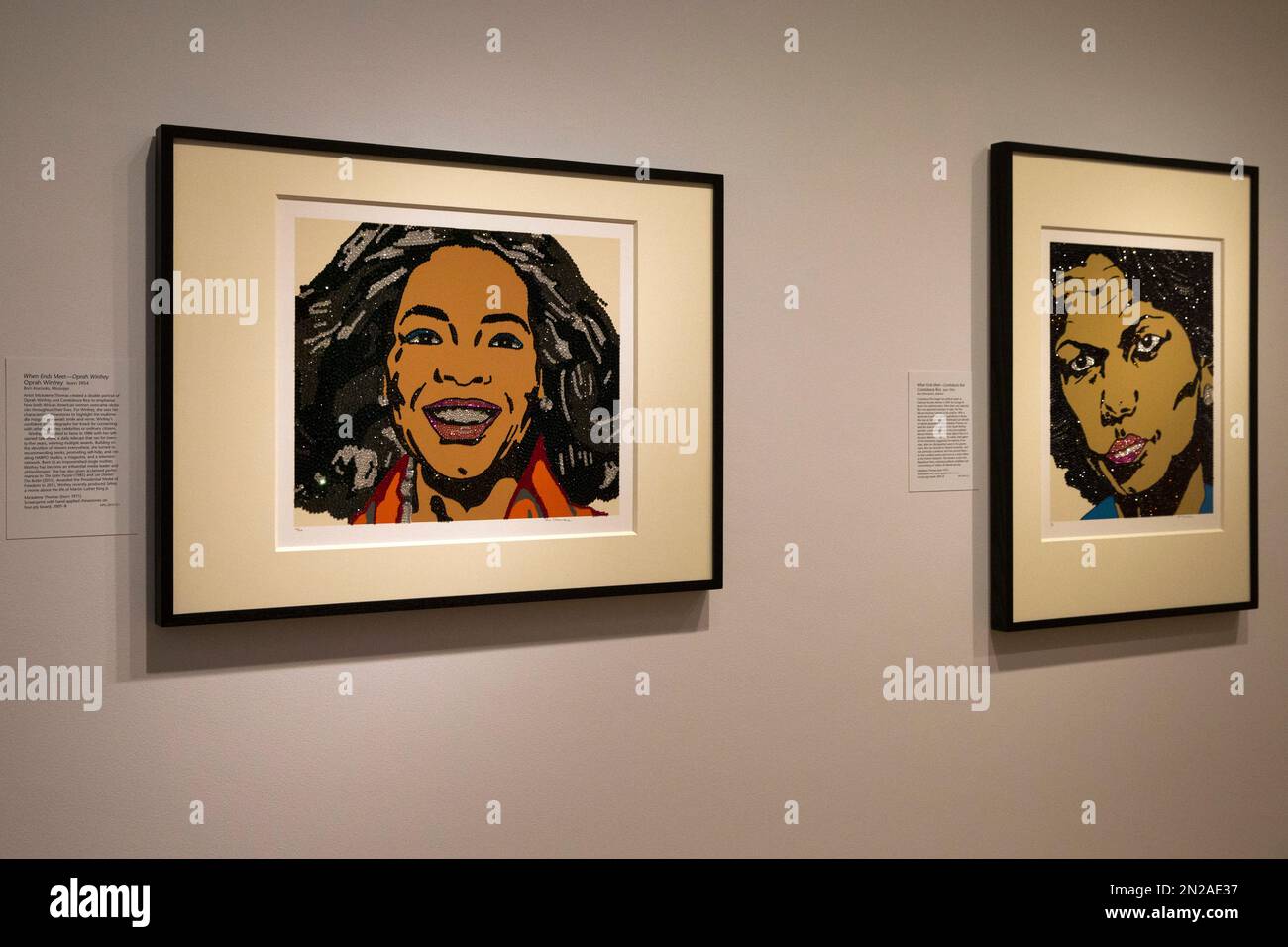 Oprah Winfrey, left, and Condoleezza Rice, are pictured in portraits by ...