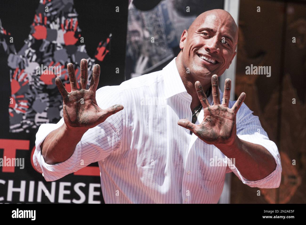 Dwayne Johnson poses at his Hand And Footprint Ceremony held at the TCL ...
