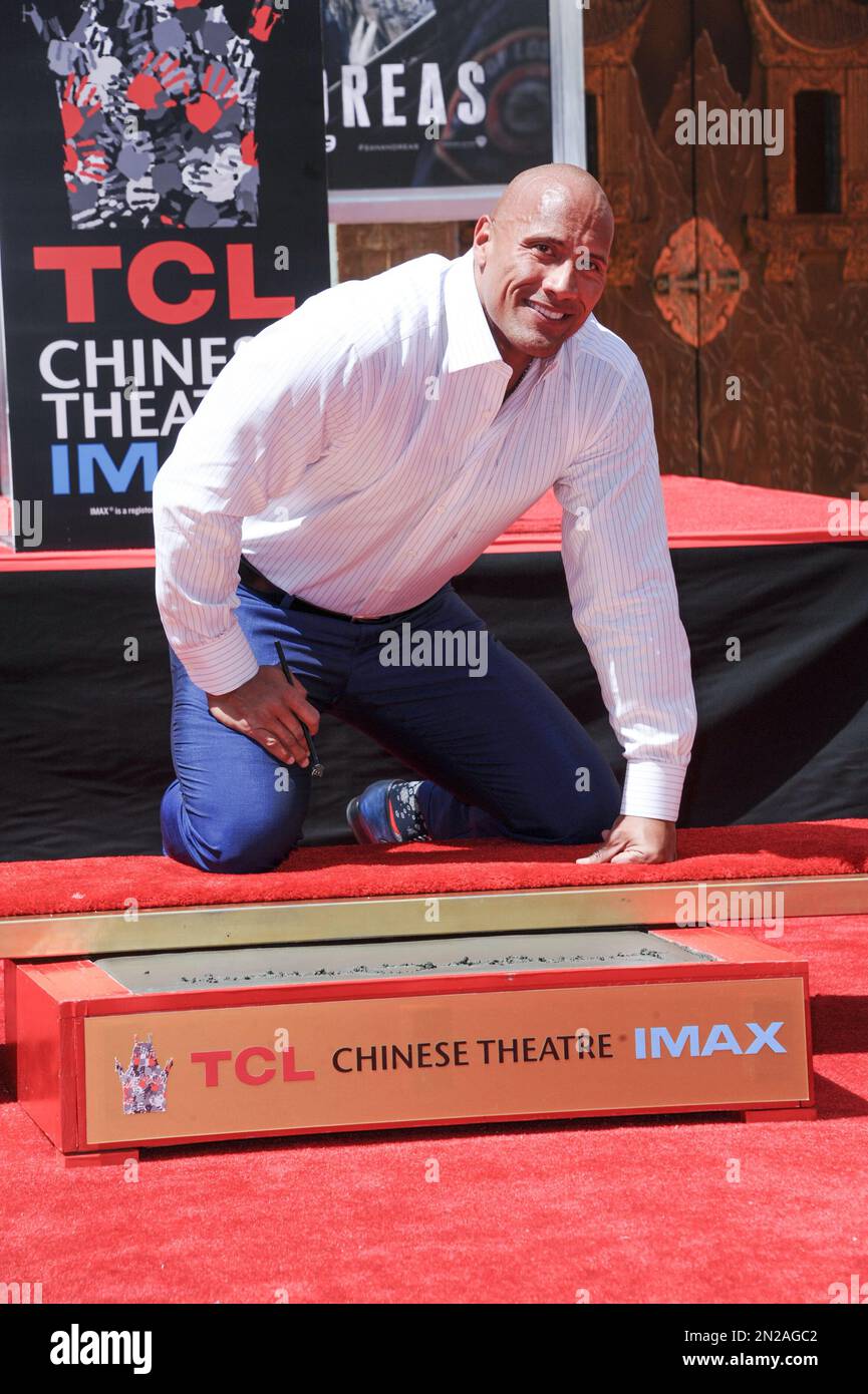 Dwayne Johnson poses at his Hand And Footprint Ceremony held at the TCL ...