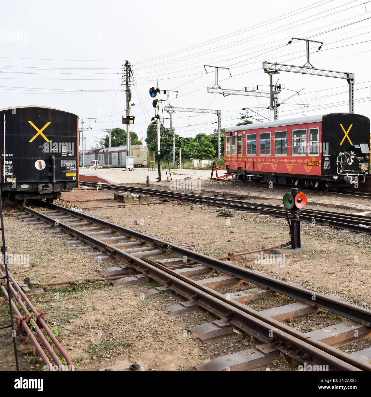 View of Toy train Railway Tracks from the middle during daytime near ...