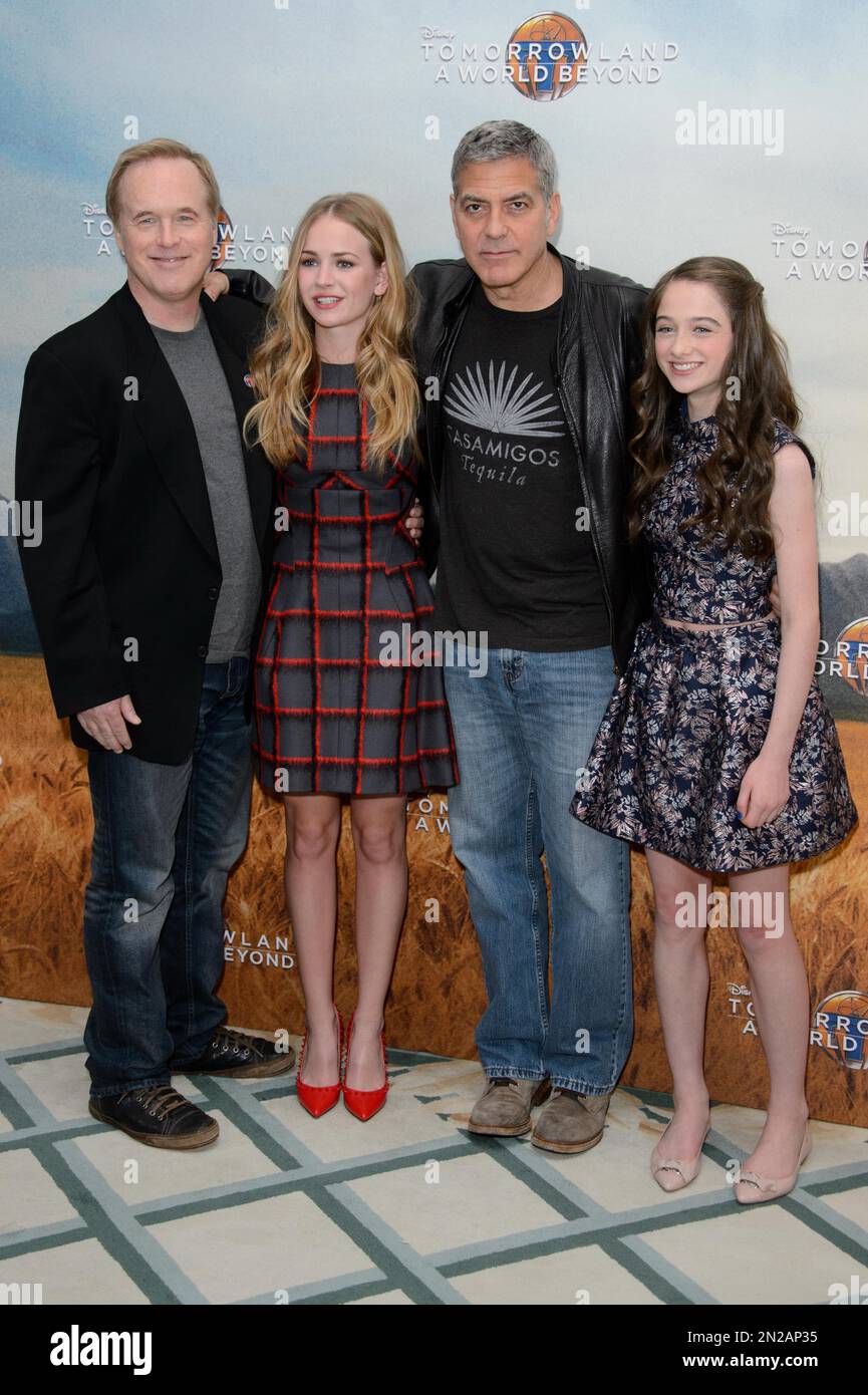 Director, Brad Bird, left, U.S actress Brix Robertson, U.S actor George ...