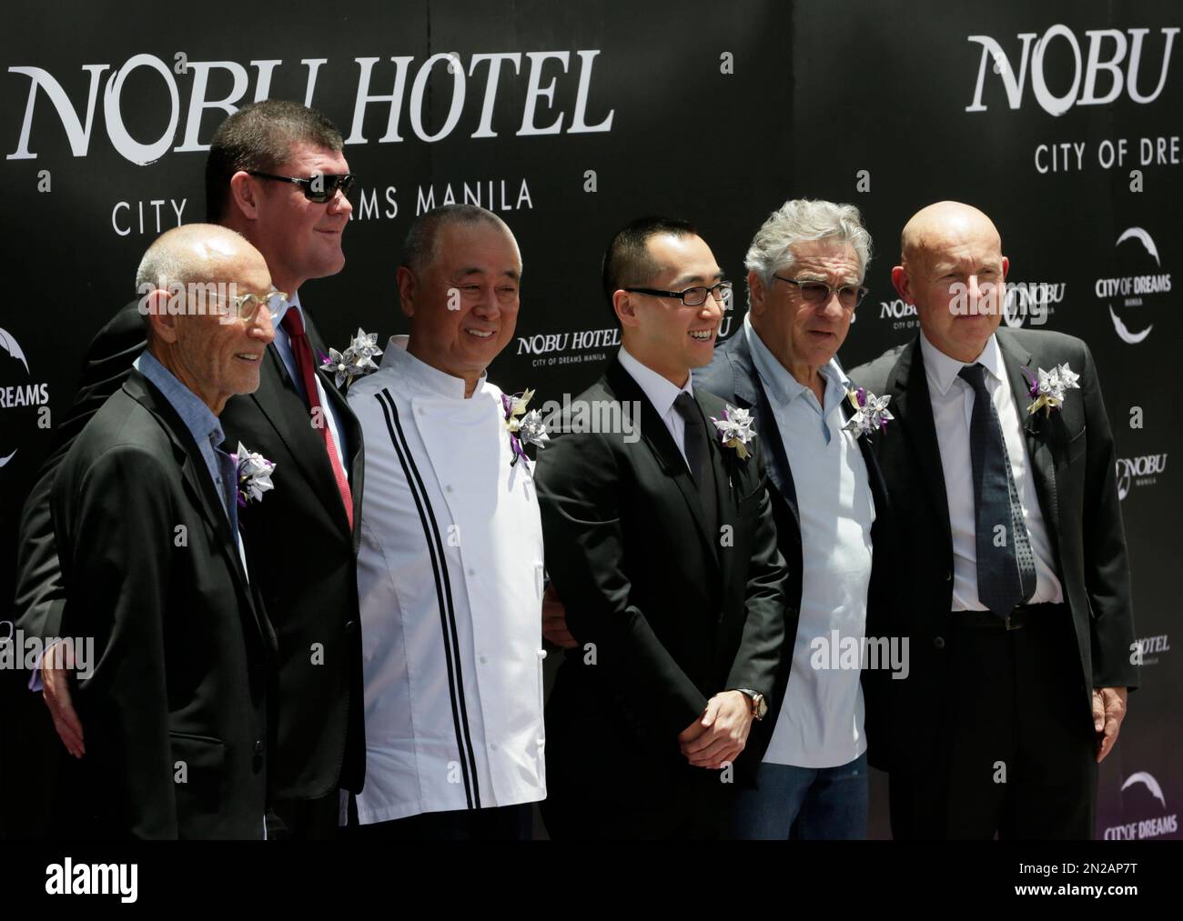 From right, Trevor Horwell, CEO of Nobu Hospitality, Hollywood actor ...