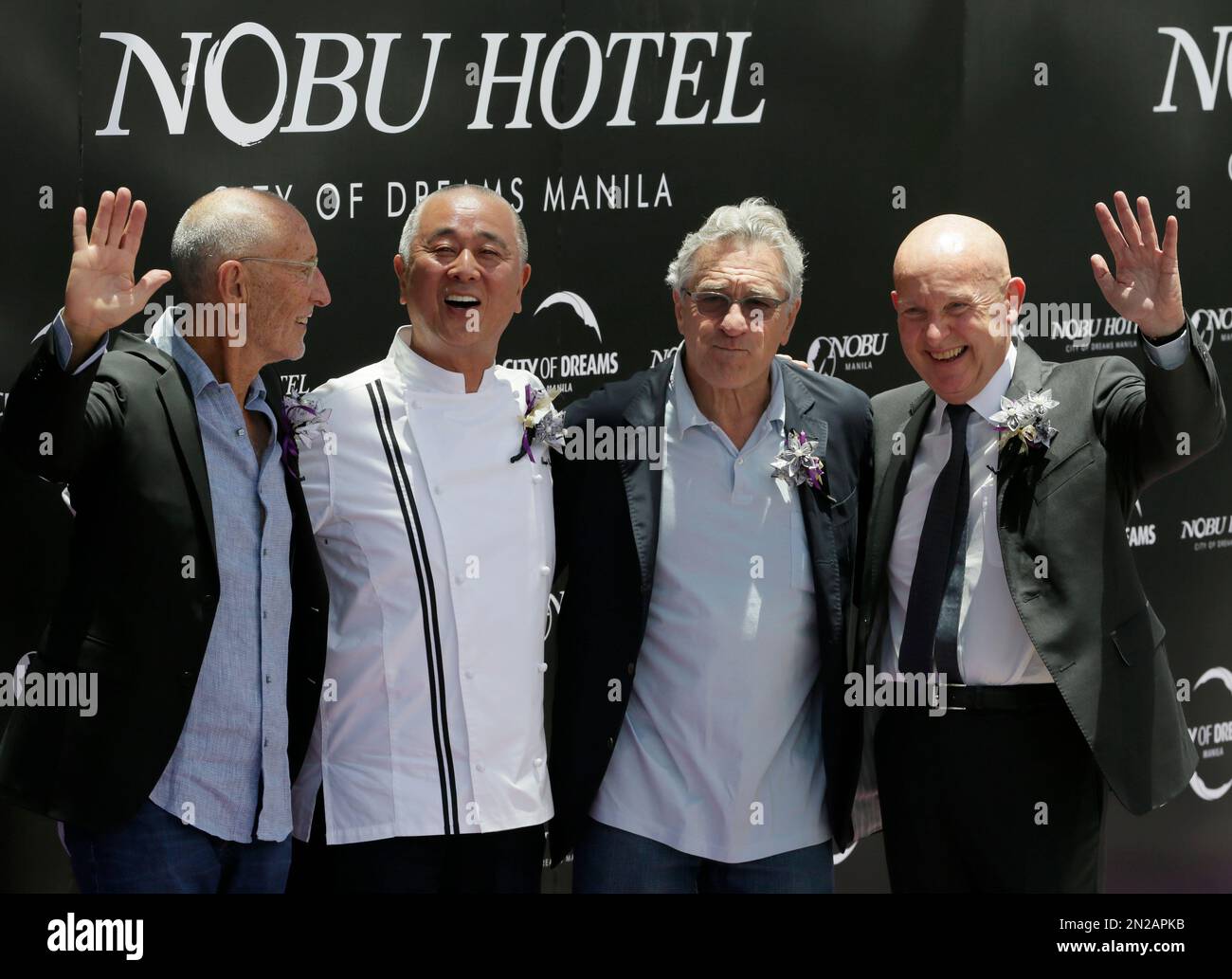 From right, Trevor Horwell, CEO of Nobu Hospitality, Hollywood actor ...