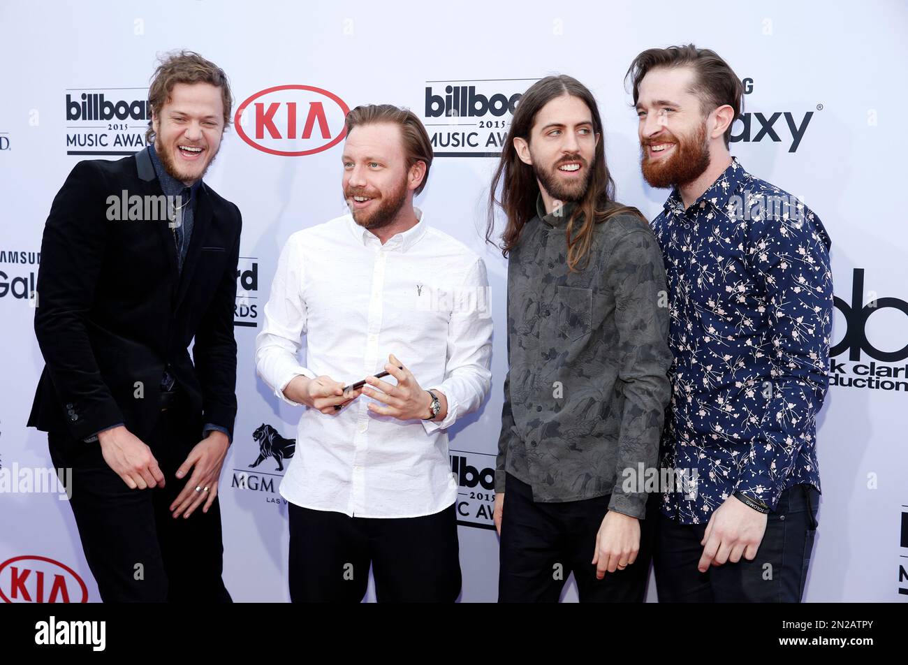 Dan Reynolds, from left, Ben McKee, Daniel Sermon, and Daniel Platzman ...