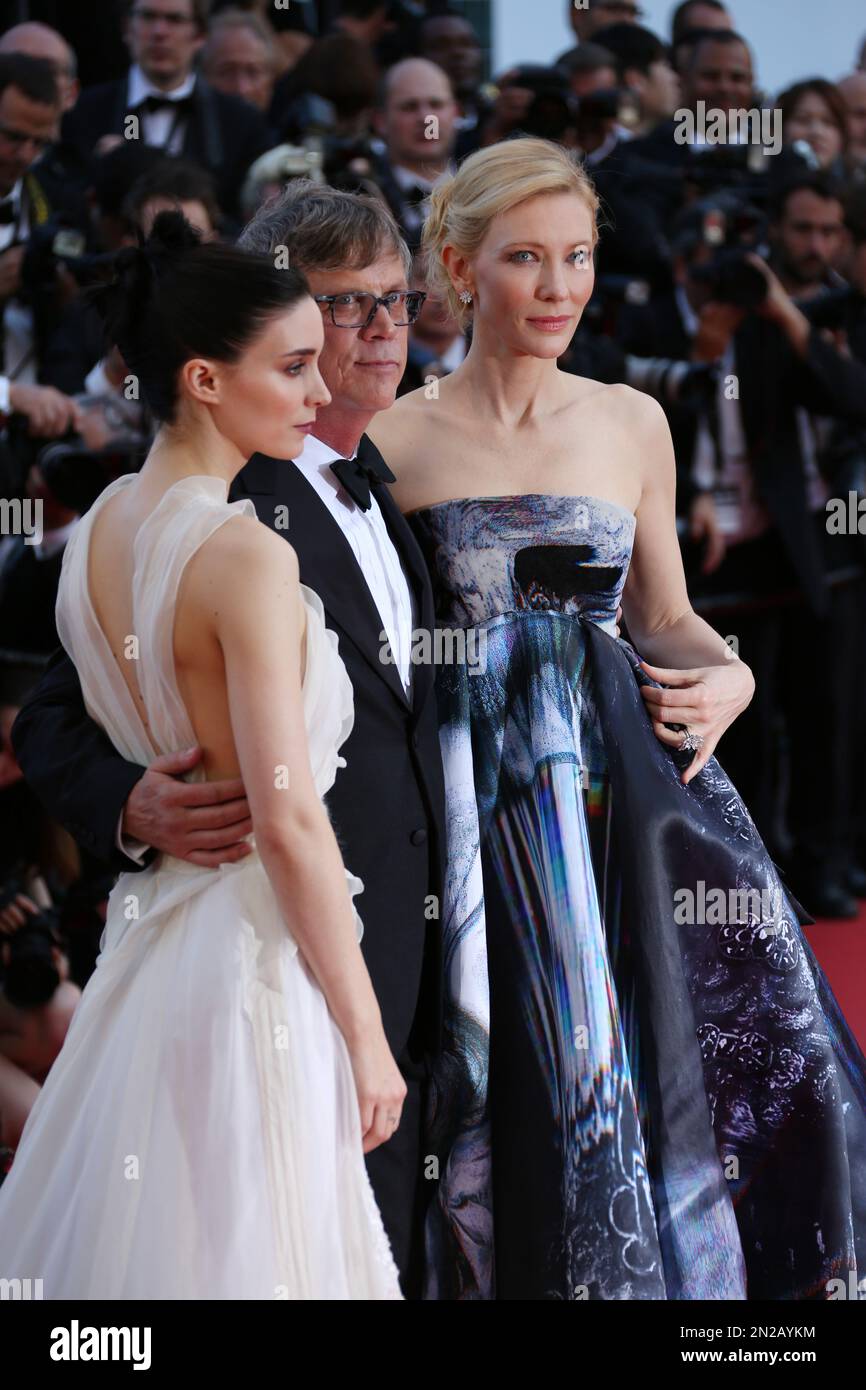 Rooney Mara, director Todd Haynes and Cate Blanchett pose for photographers upon arrival for the ...