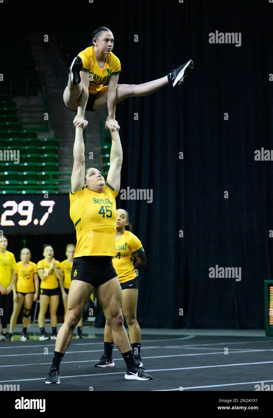 February 5 2023: Baylor Bears Bayley Humphrey (45) holds up Baylor ...