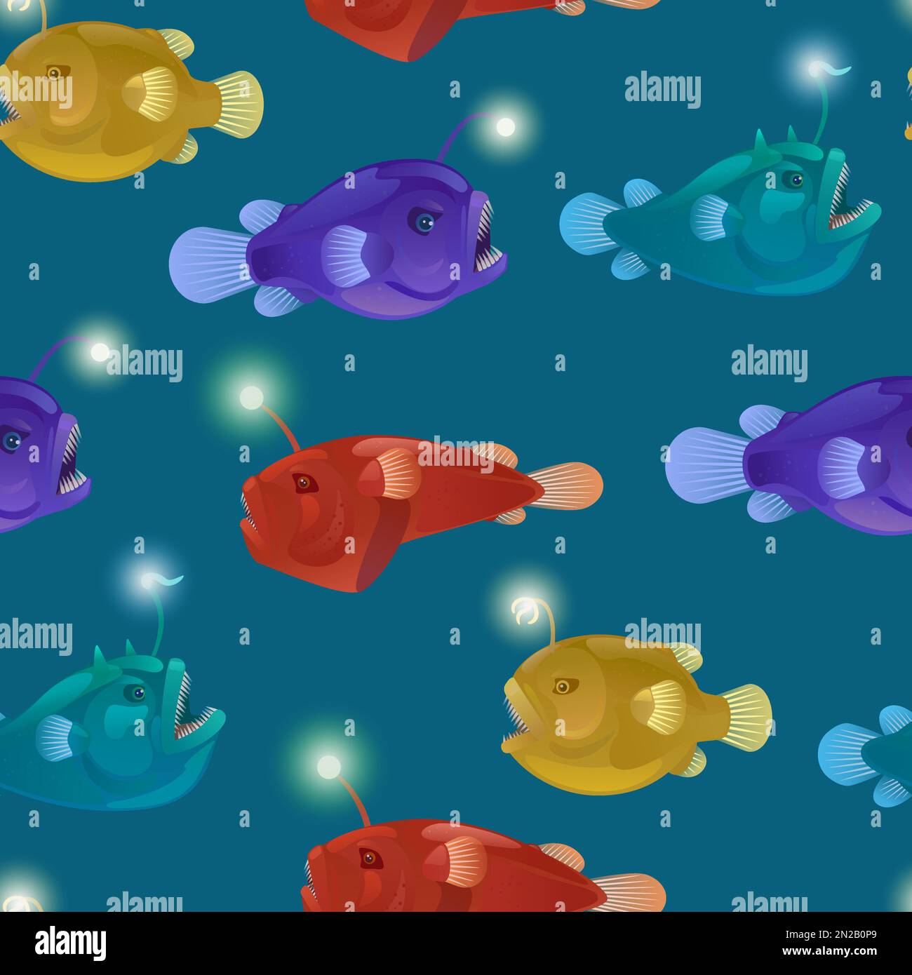 Deep Sea Fish With Light Cartoon