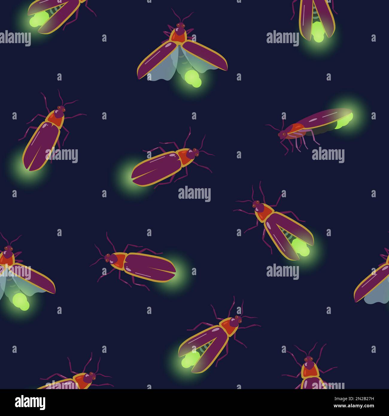 Seamless pattern with firefly insects flying with different angles ...