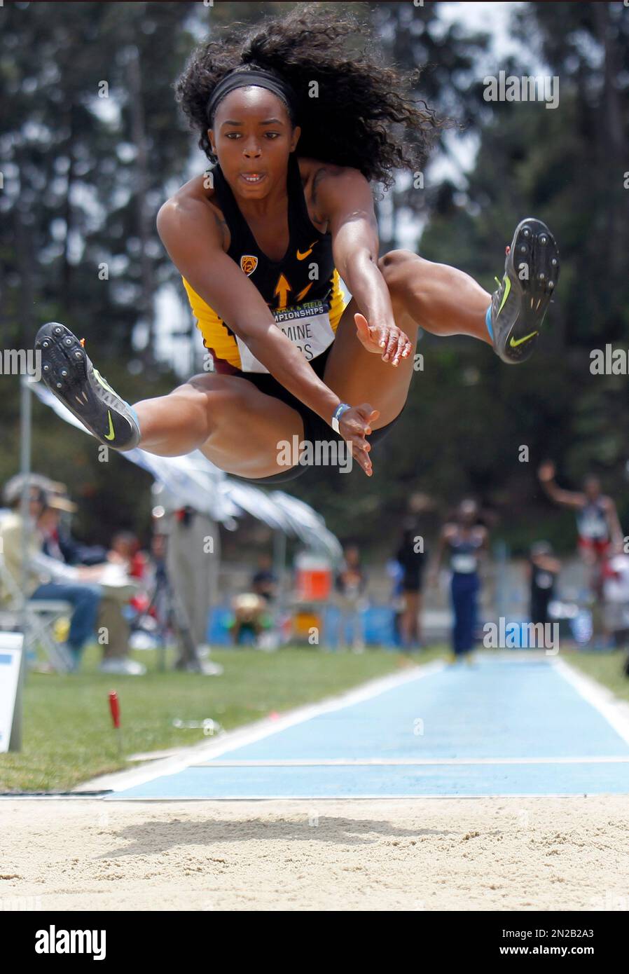 Arizona State's Jasmine Gibbs leaps in the long jump event in the Pac ...