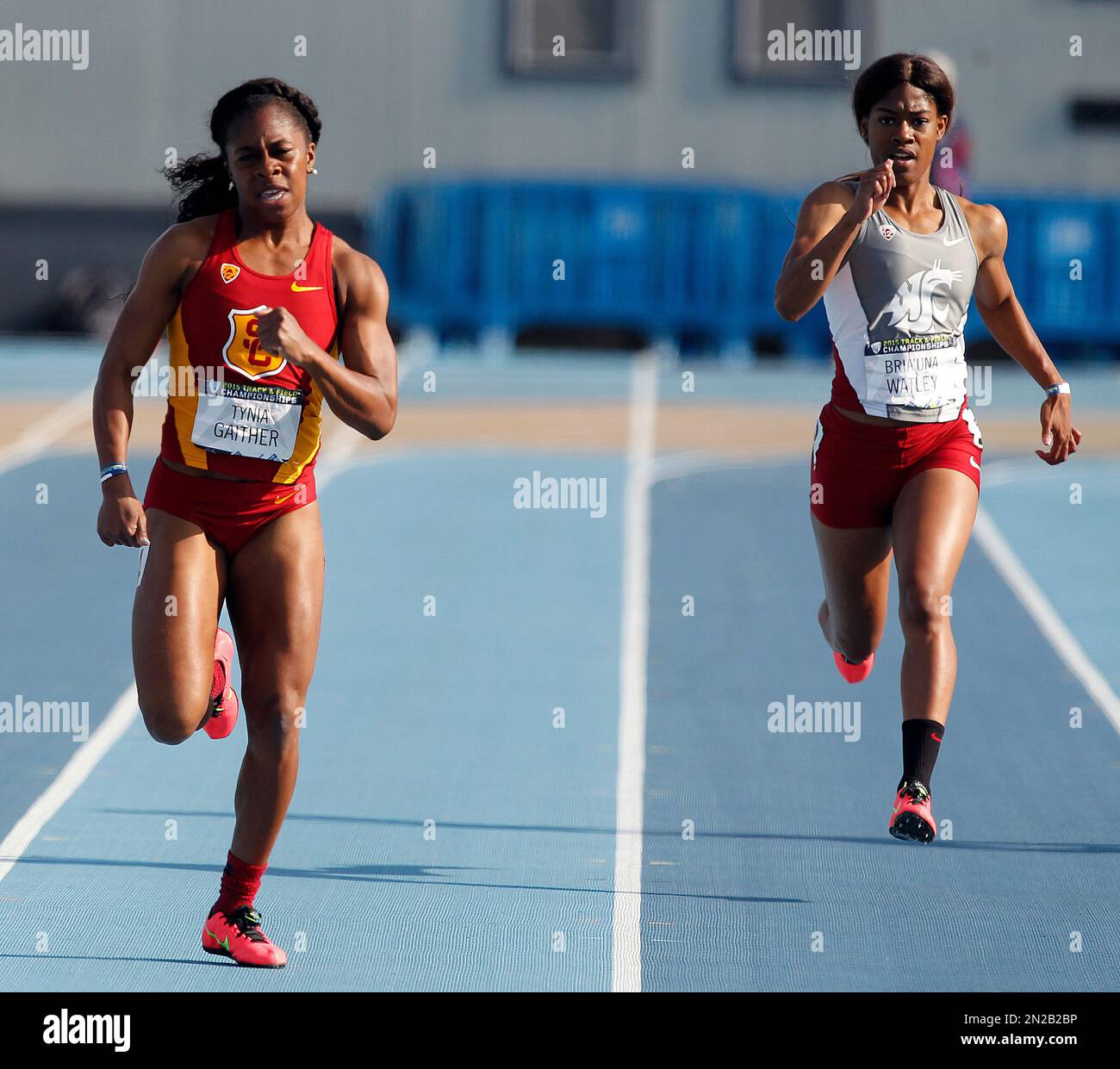 Southern California's Tynia Gaither, left, wins over second-place ...