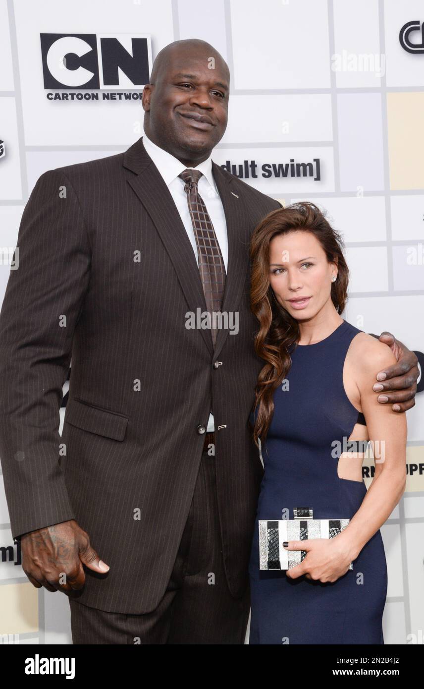 Sports commentator Shaquille O'Neal and actress Rhona Mitra attend the ...